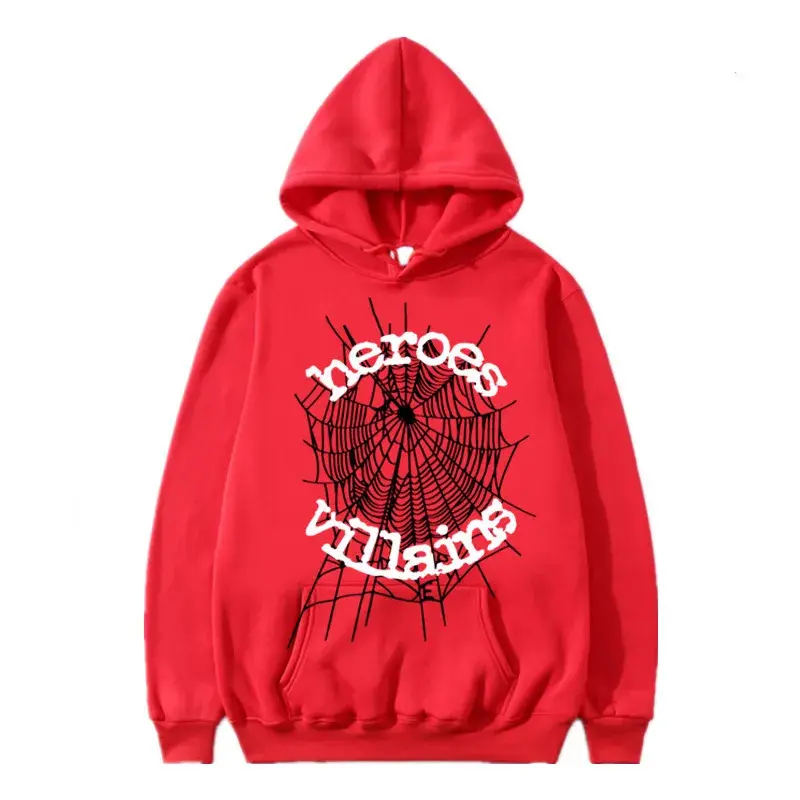 Sp5der X Heroes And Villains Hoodie Red - SPIDER HOODIE US