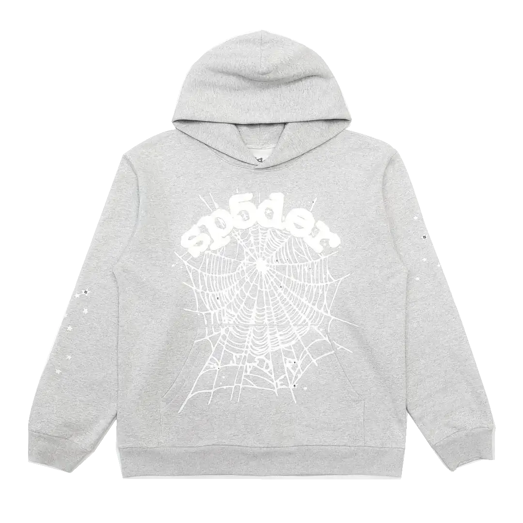 Grey Sp5der Hoodie OG Web - SPIDER HOODIE US